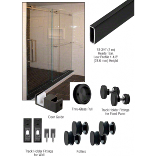 Matte Black Deluxe 180 Degree Brian Series Sliding Door System - CRL ...